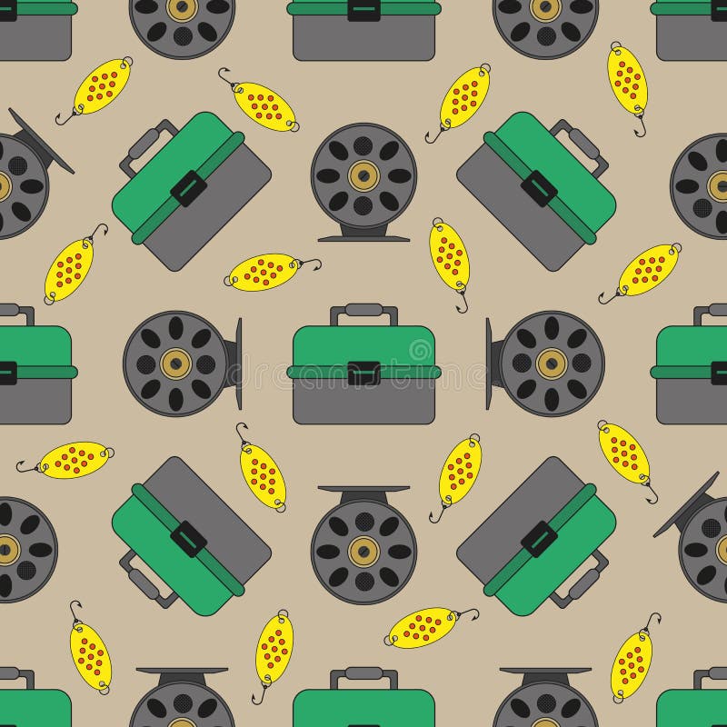 Fishing Seamless Pattern with Fisherman Accessories. Vector ...
