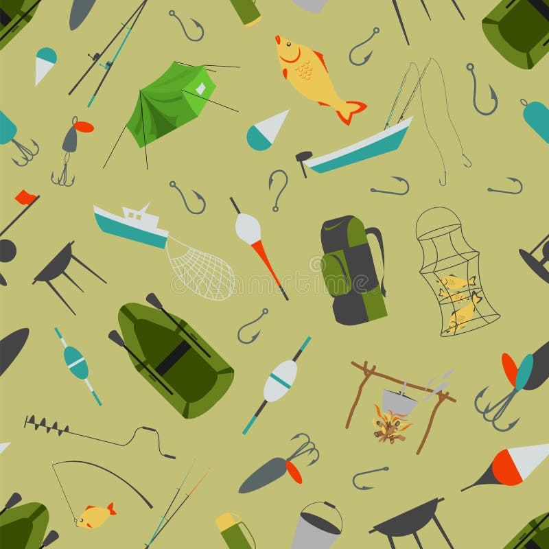 Fishing Seamless Pattern. Fishing Design Elements Stock Vector ... Fishing Seamless Pattern. Fishing Design Elements Stock Vector ...