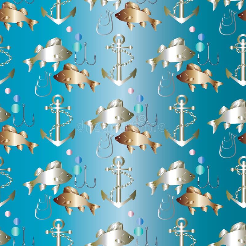 Fishing seamless pattern stock vector. Illustration of silver - 72629877