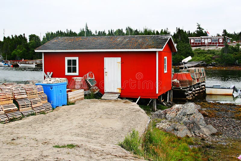 Red fishing shack stock image. Image of america, states - 35900909