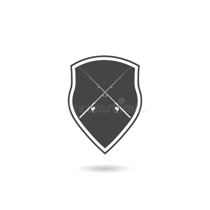 Fishing Shield Icon with Shadow Stock Vector - Illustration of graphic ...