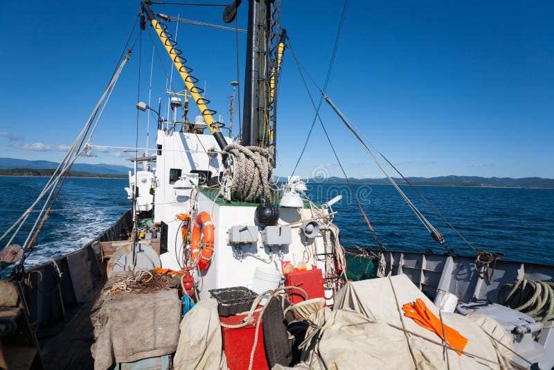Fishing Ship is at Sea in the Fishing Area. Stock Image - Image of ...