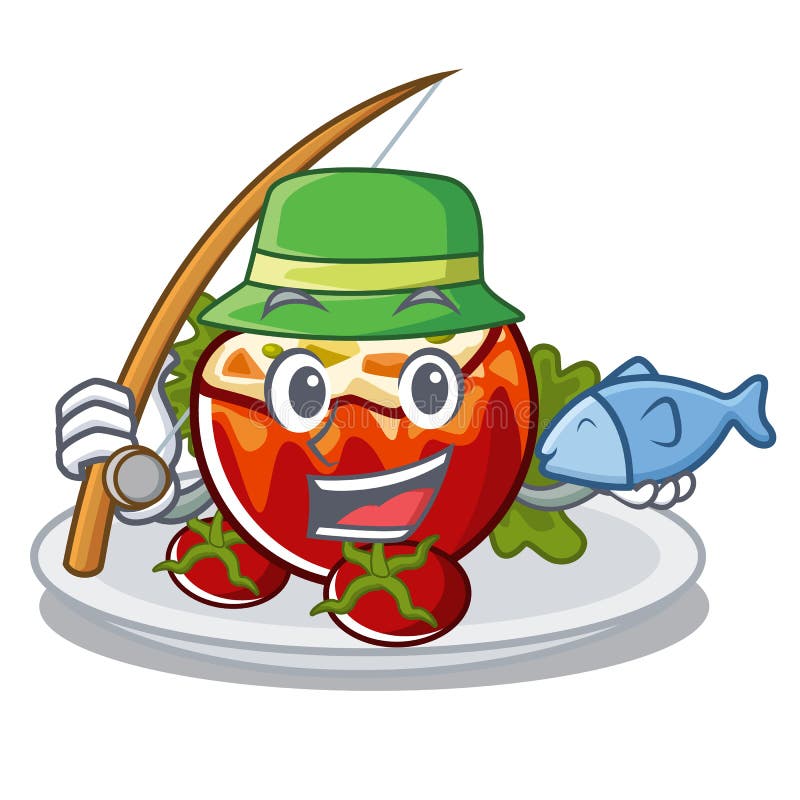 Fishing Stuffed Tomatoes on a Cartoon Board Stock Vector - Illustration ...