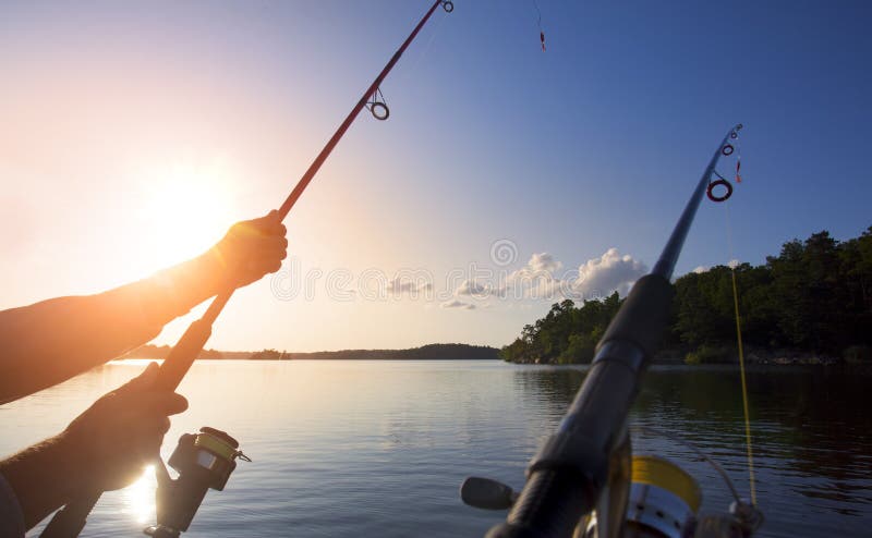 Fly-fishing at sunset stock image. Image of outdoor, landscape - 3116273