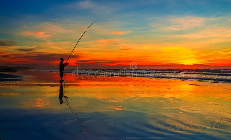 Fishing at sunset stock photo. Image of scenic, horizontal - 35014598