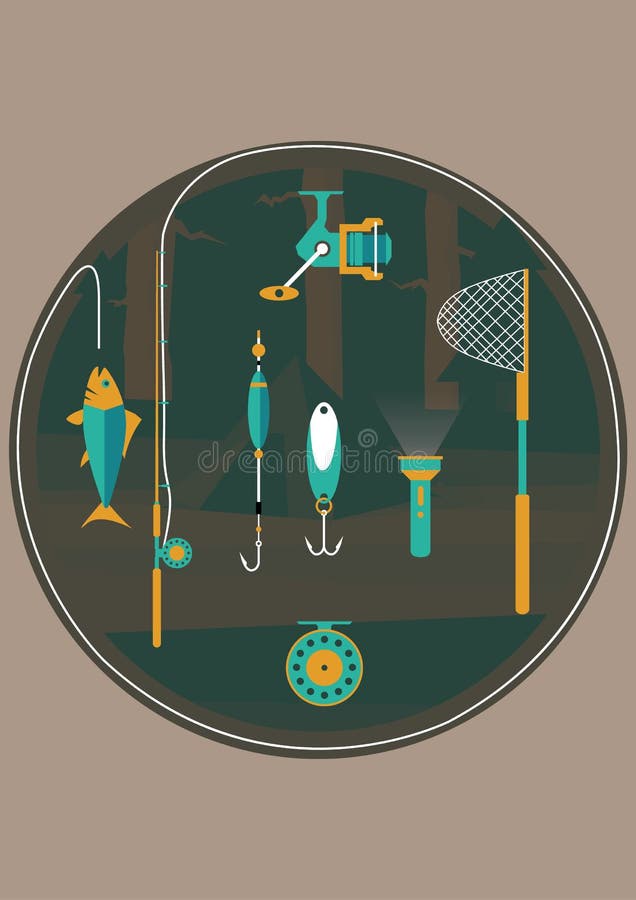 Fishing Tools. Fisherman Accessories. Vector Illustration Stock Vector ...