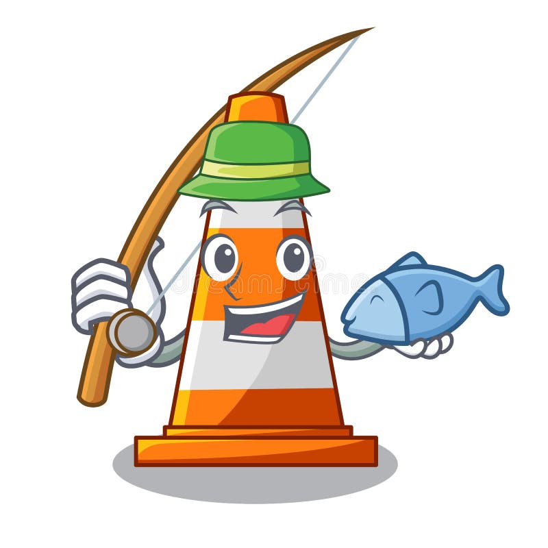 Fishing the Traffic Cone with Character Shape Stock Vector ...