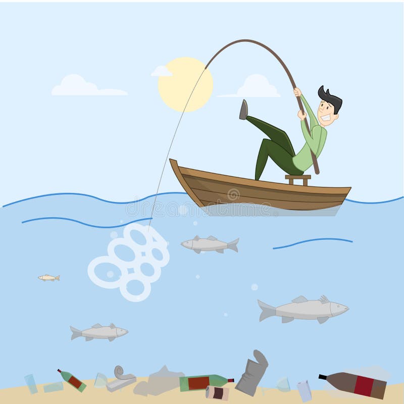 Fishing trash. Pollution stock vector. Illustration of river - 70800114