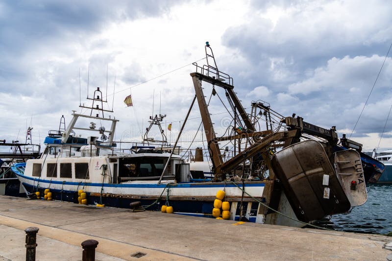 Fishing Trawler at Harbor editorial stock photo. Image of rope - 362192543