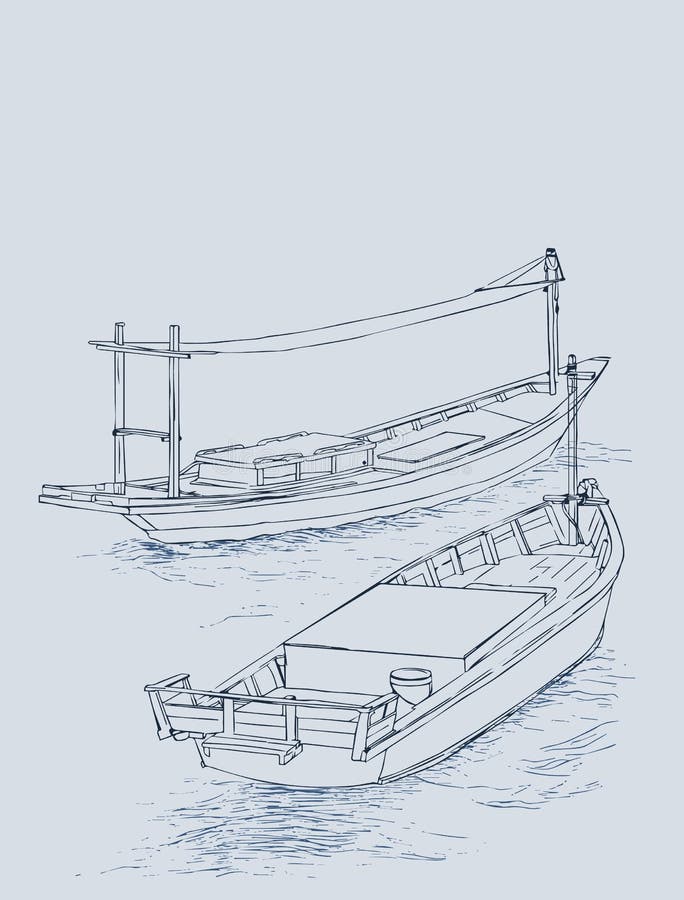 Fishing trawler at the sea stock vector. Illustration of design - 91843374