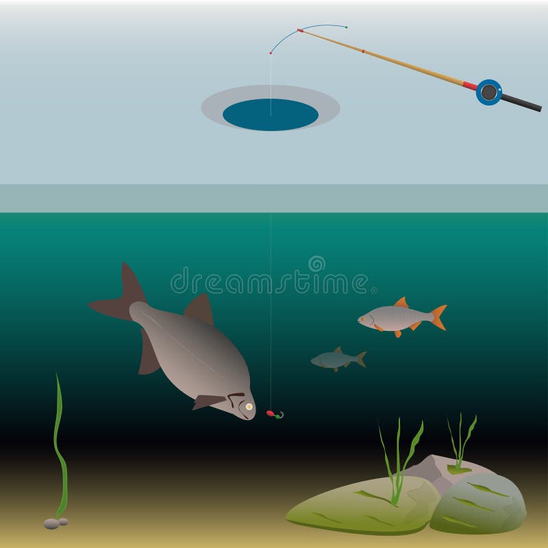 Fishing under ice stock vector. Illustration of blue - 39142982