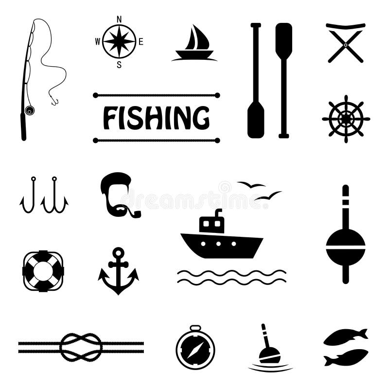 Fishing Pictogram Cliparts stock vector. Illustration of lake - 59254836
