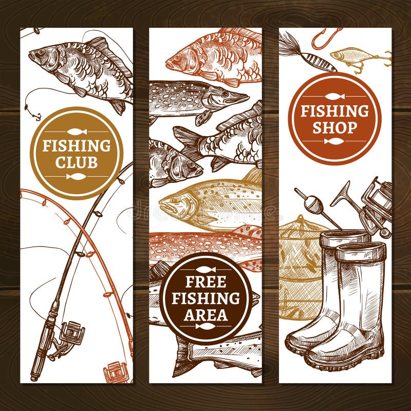 Fishing Vertical Banners Set Stock Vector - Illustration of fishing ...