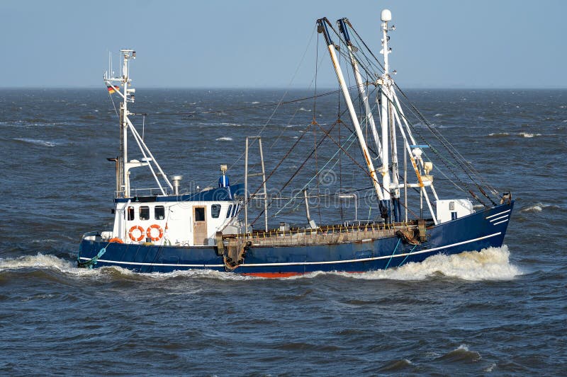 Fishing vessel at sea stock image. Image of ship, cuxhaven - 302739651