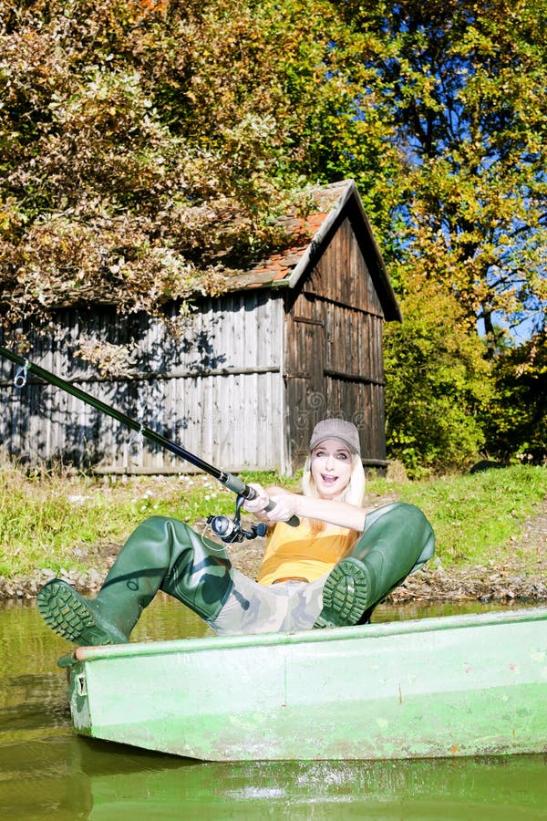 Fishing woman stock photo. Image of outdoors, exteriors - 19476676