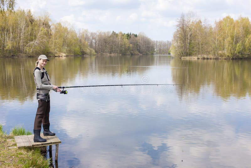 Stunning Young Blonde Woman Fishing Stock Photo - Image of gorgeous ...