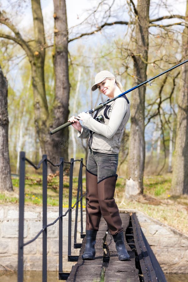 Fishing woman stock image. Image of leisure, outdoors - 62407159
