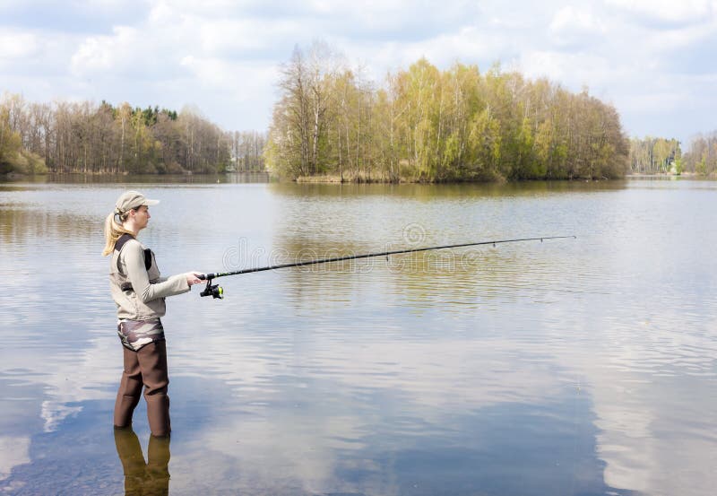 Fishing woman stock image. Image of woman, view, outside - 62407039
