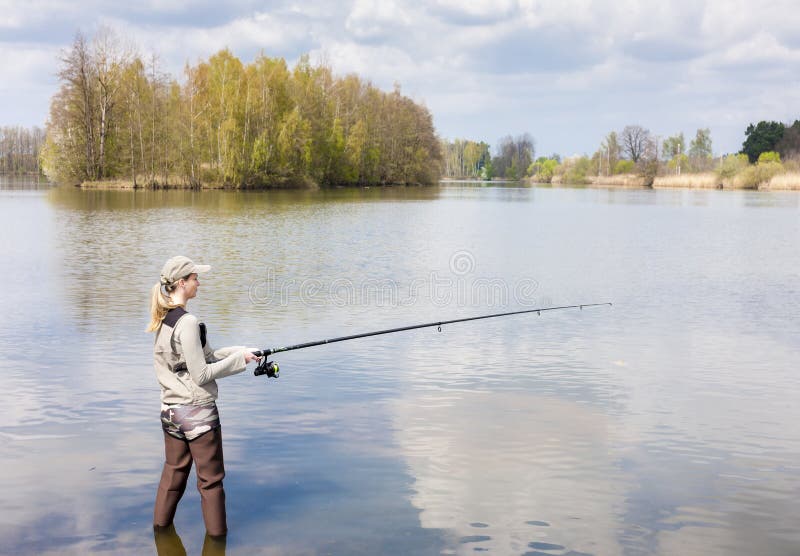 Fishing woman stock photo. Image of relaxing, view, persons - 55231492