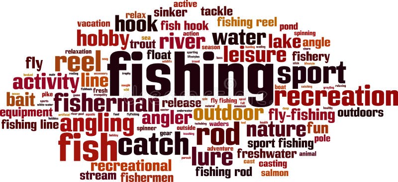 Fishing word cloud stock vector. Illustration of sinker - 216134339
