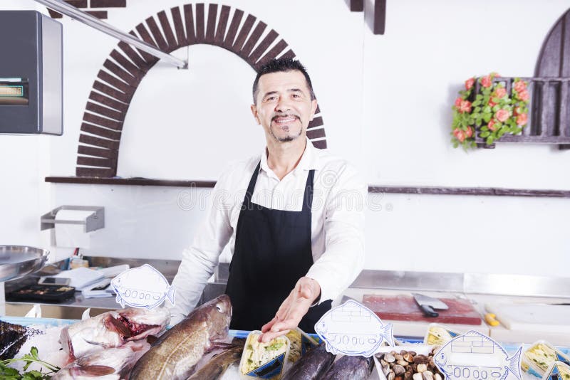 Fishmonger stock image. Image of overfishing, beautiful - 64939053