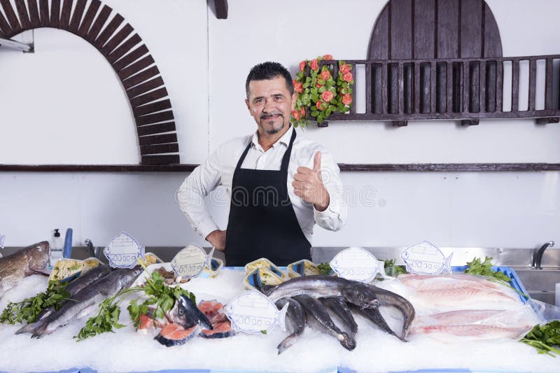 Fishmonger stock image. Image of fresh, nutrition, partner - 82372397