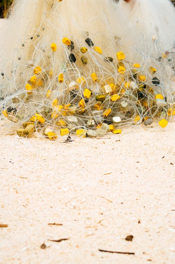 Fishnet Drying on the Sun. Local White Sand Beach Area in Asia Stock ...