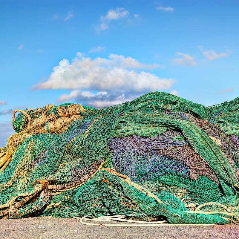 Fishnets in irish harbor stock image. Image of vibrant - 22159085