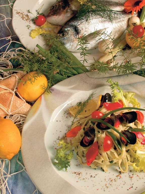 Fishplates stock image. Image of restaurant, food, salad - 2368713