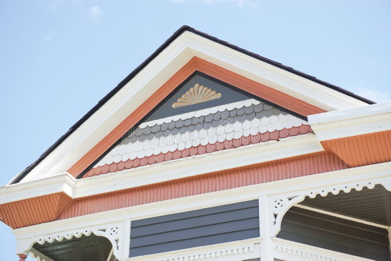 Fishscale Shingles on Victorian House Stock Image - Image of building ...