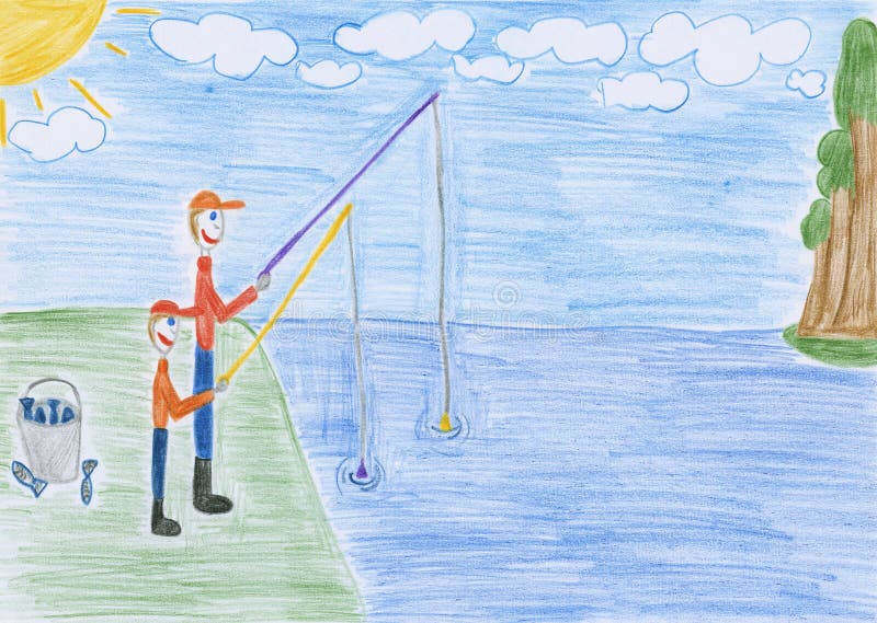 Fiske - teckning stock illustrationer. Illustration av bankirer - 27500135