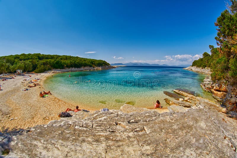 Fiskardo Foki Beach Bay editorial stock image. Image of azure - 68943369