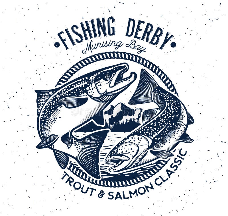 Fiskevektorlogo Salmon Fish Symbol Vektor Illustrationer - Illustration ...