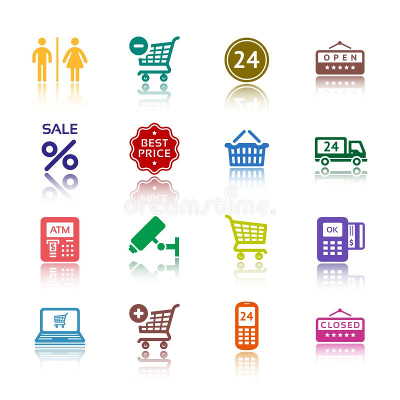 Fissi I Servizi Del Supermercato Dei Pittogrammi Illustrazione ...