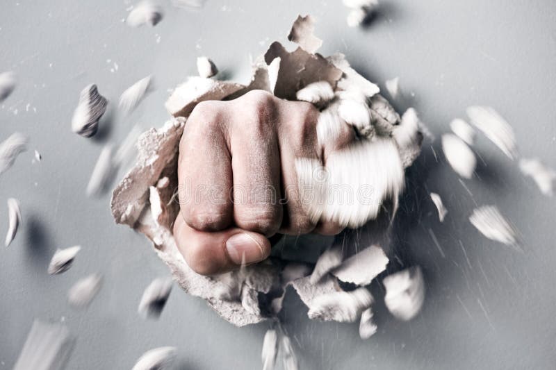 Fist stock photo. Image of fighting, hole, gesture, human - 28034952