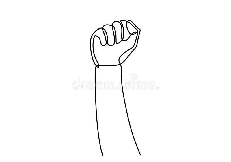 Fist Arm Gesture One Line Drawing. Vector Illustration Protest and ...