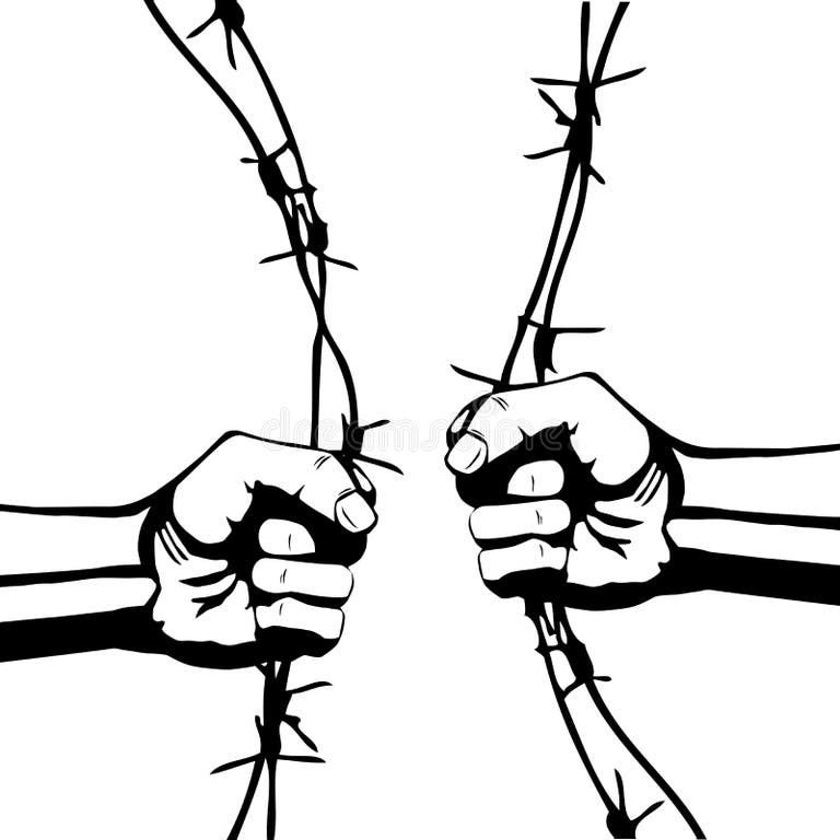 Fist and barbed wire stock vector. Illustration of frustration - 26031788