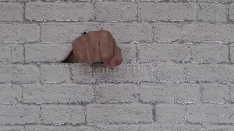Fist Breaking through a Brick Wall Stock Video - Video of aged ...