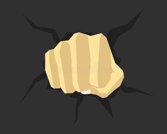 Fist Breaking through Red Brick Wall Stock Vector - Illustration of ...