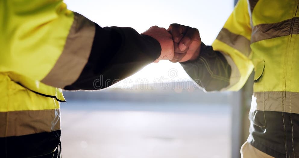 Fist Bump, Architect and Construction People with Support for ...