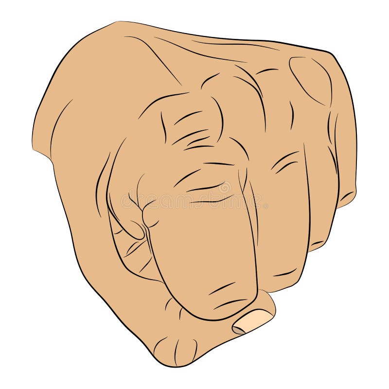 Fist Drawing, Pencil Sketch on Paper, Color Effect. Stock Illustration ...