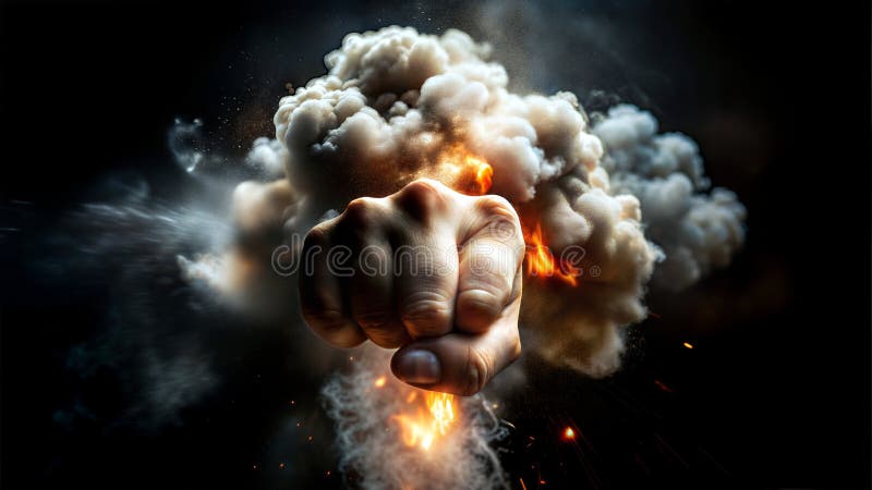 A Fist Emerging from an Explosion. Generative AI Illustration Stock ...