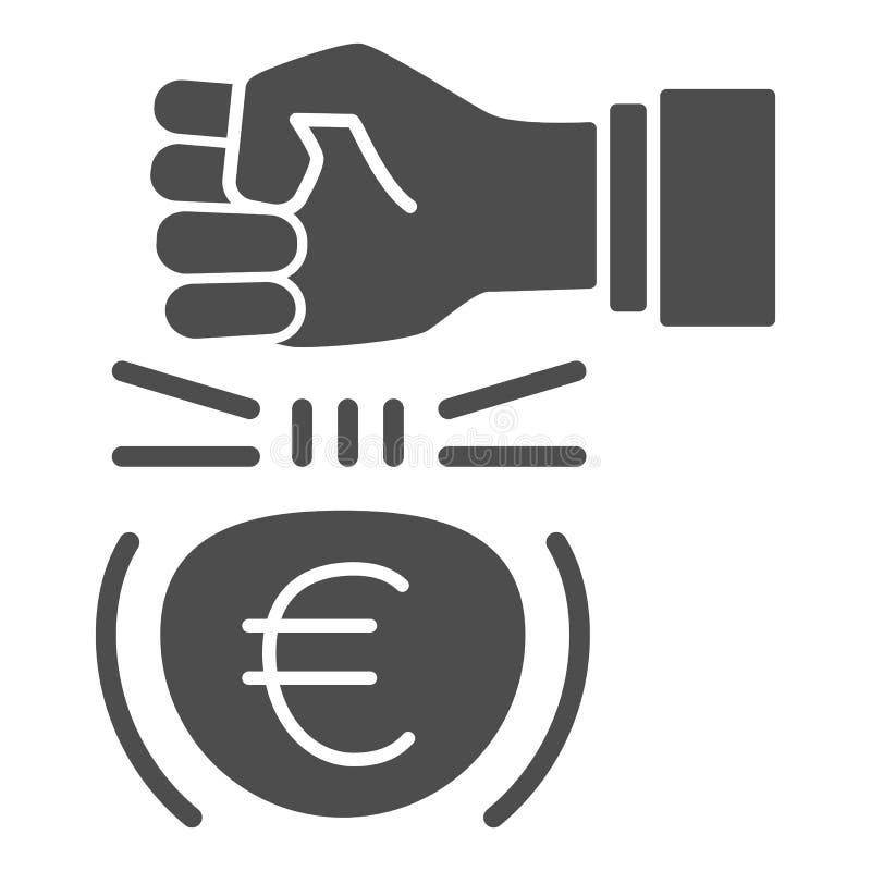 Fist and Euro Currency Solid Icon, Economic Sanctions Concept, Hit Euro ... Fist and Euro Currency Solid Icon, Economic Sanctions Concept, Hit Euro ...