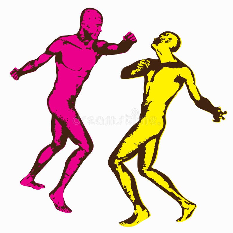 Fist Fight stock vector. Illustration of fight, silhouettes - 7480738