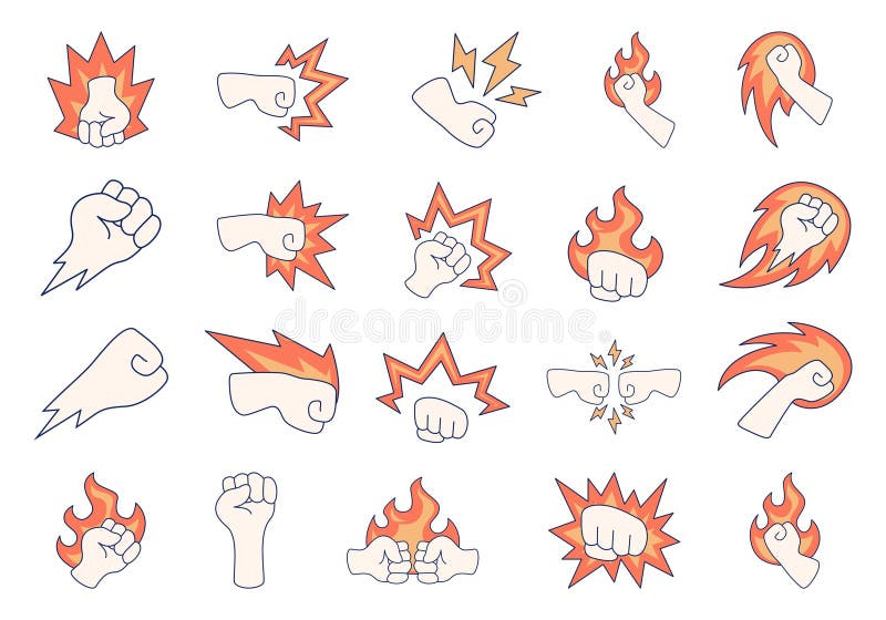 Fist Fight Logo Element Set Stock Vector - Illustration of strong, club ...