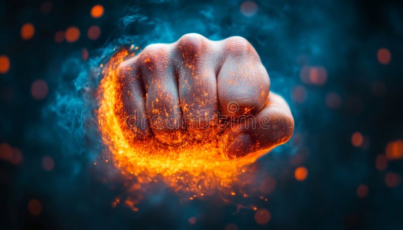 Fist of Fire, Power and Energy, Burning Flames of Determination ...
