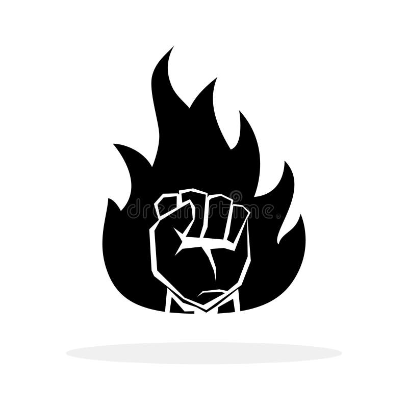 Fist with Flame. Fist Fire Icon. Strong Hand Fist Stock Vector ...