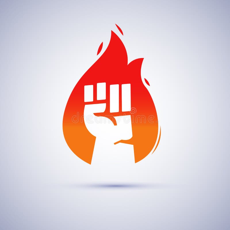Fist Hand Inside Distressed Flame, Power of Fire, Revolution Con Stock ...
