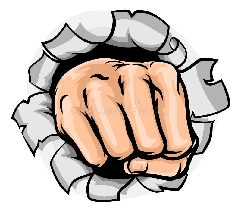 Fist Punching through Brick Wall Stock Vector - Illustration of knuckle ...