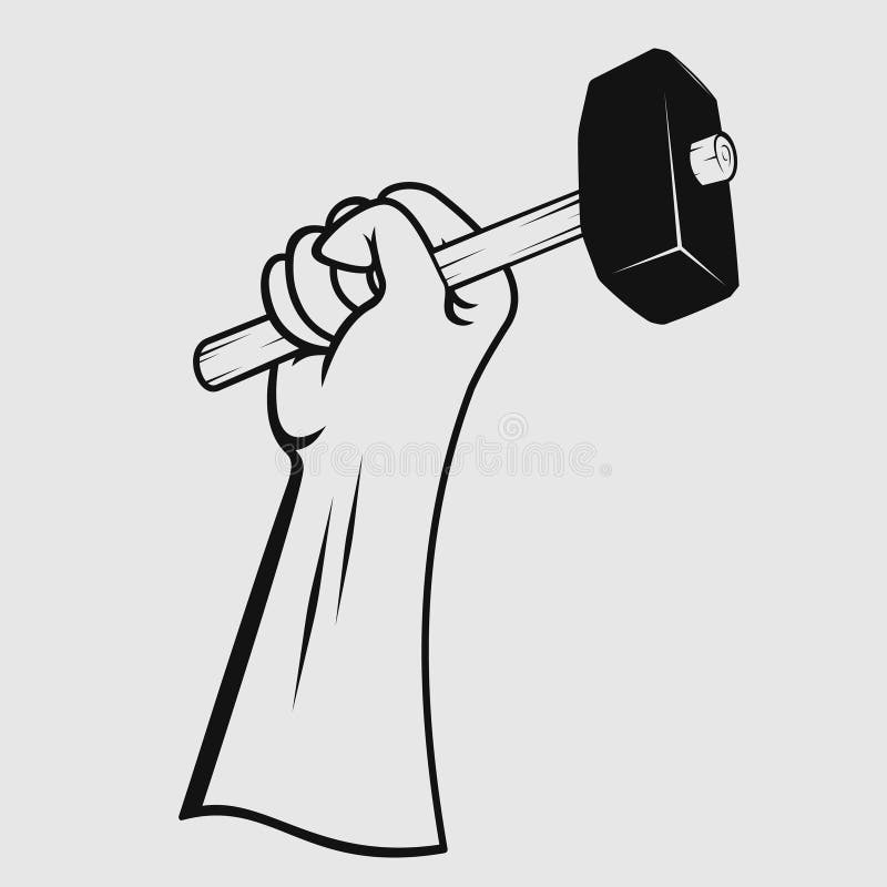 Fist holding a hammer stock illustration. Illustration of isolated ...